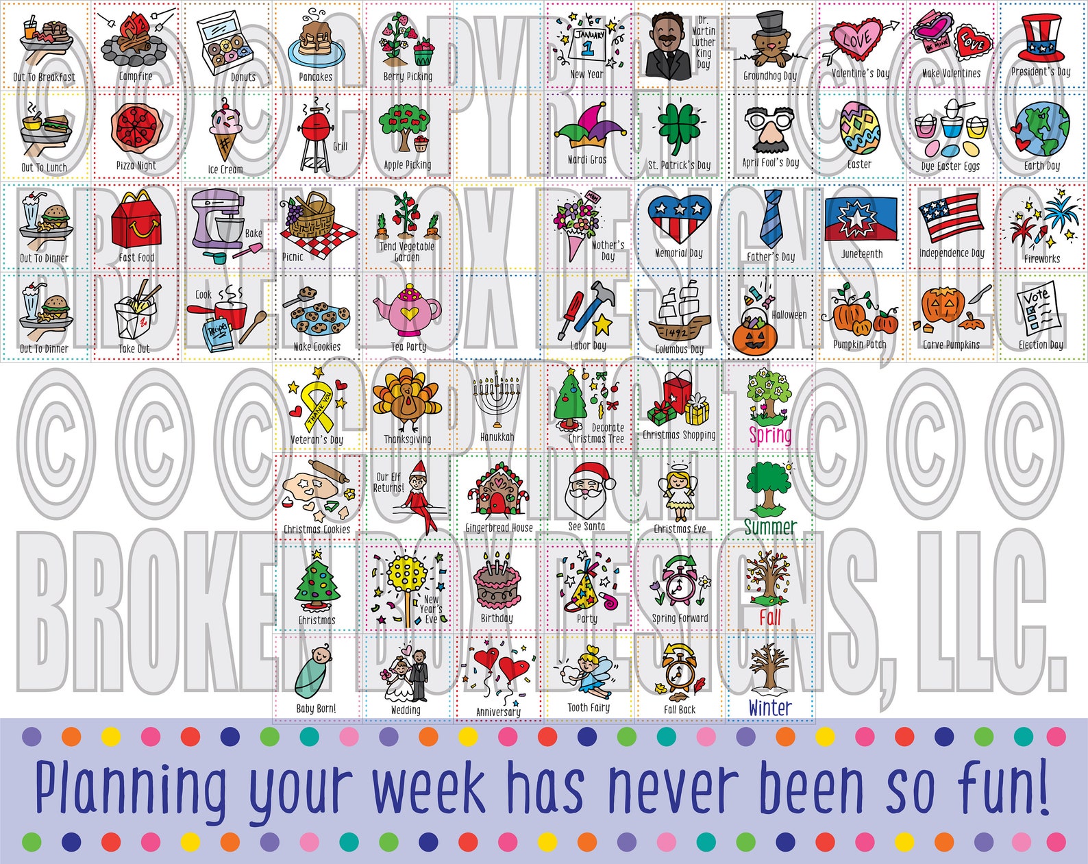Weekly Visual Calendar includes 264 Cards - Etsy