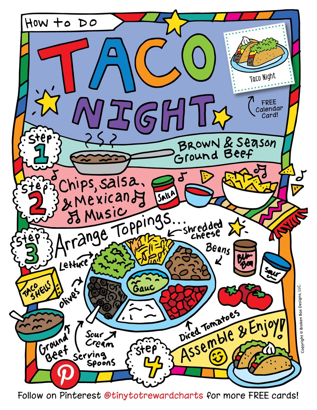 How to Do Taco Night (family Funable + Calendar Card) - Etsy