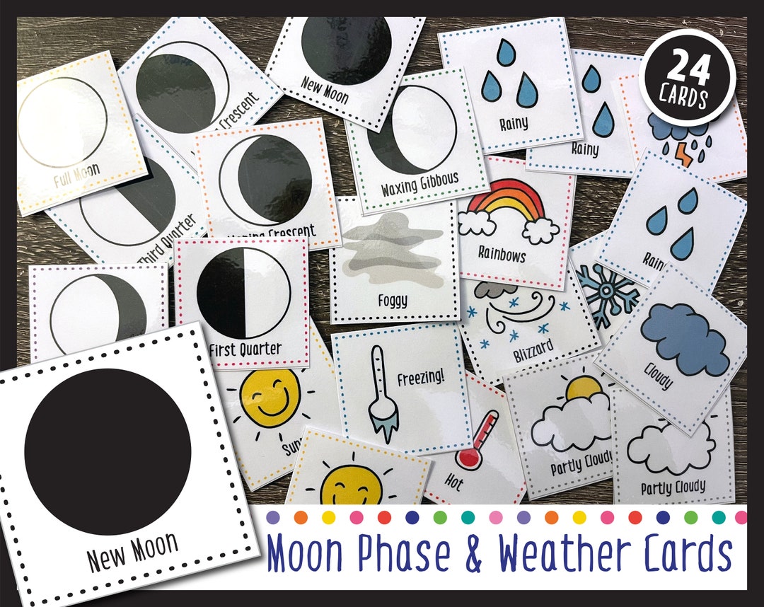 Moon Phases & Weather (cards for Weekly Calendar) - Etsy