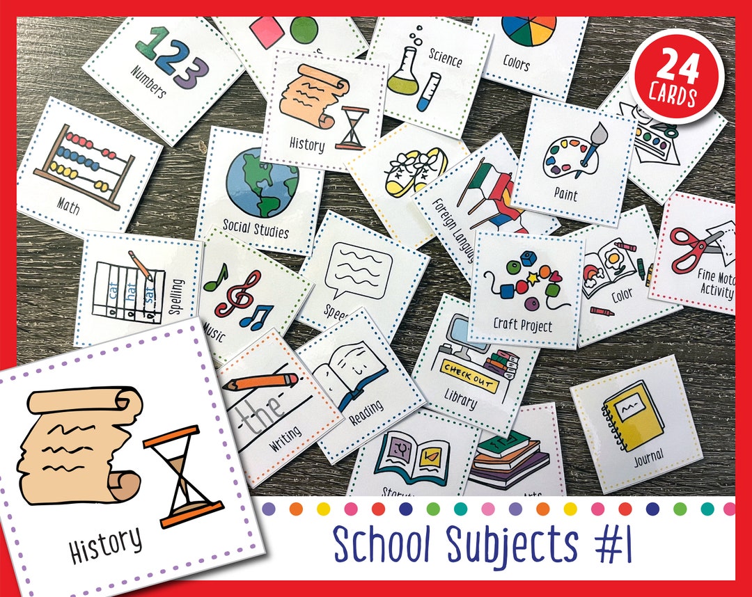 School Subjects #1 (cards for Weekly Calendar) - Etsy