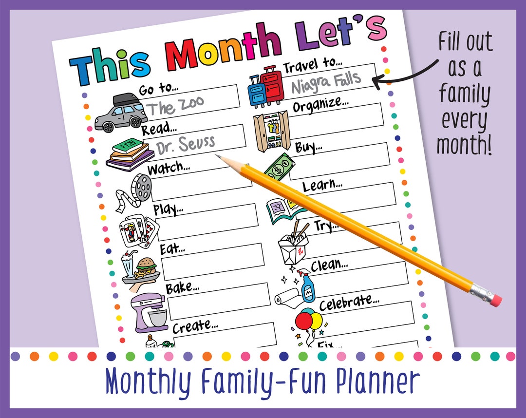 Monthly Family-fun Planner Printable - Etsy