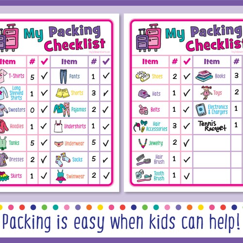 Printable Packing Checklist for Girls - Etsy