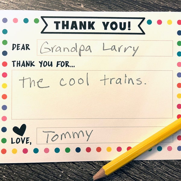 Kids Thank You Cards - Etsy