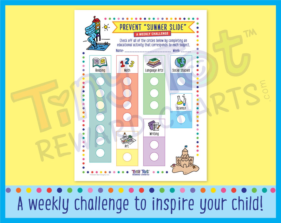 Prevent summer Slide Weekly Challenge Checklist - Etsy