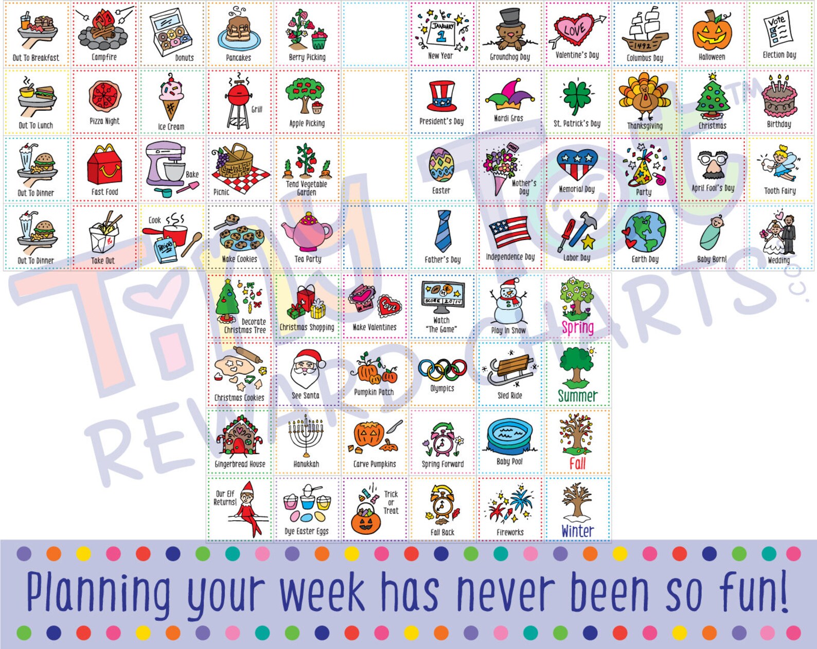 Weekly Visual Calendar includes 264 Cards - Etsy