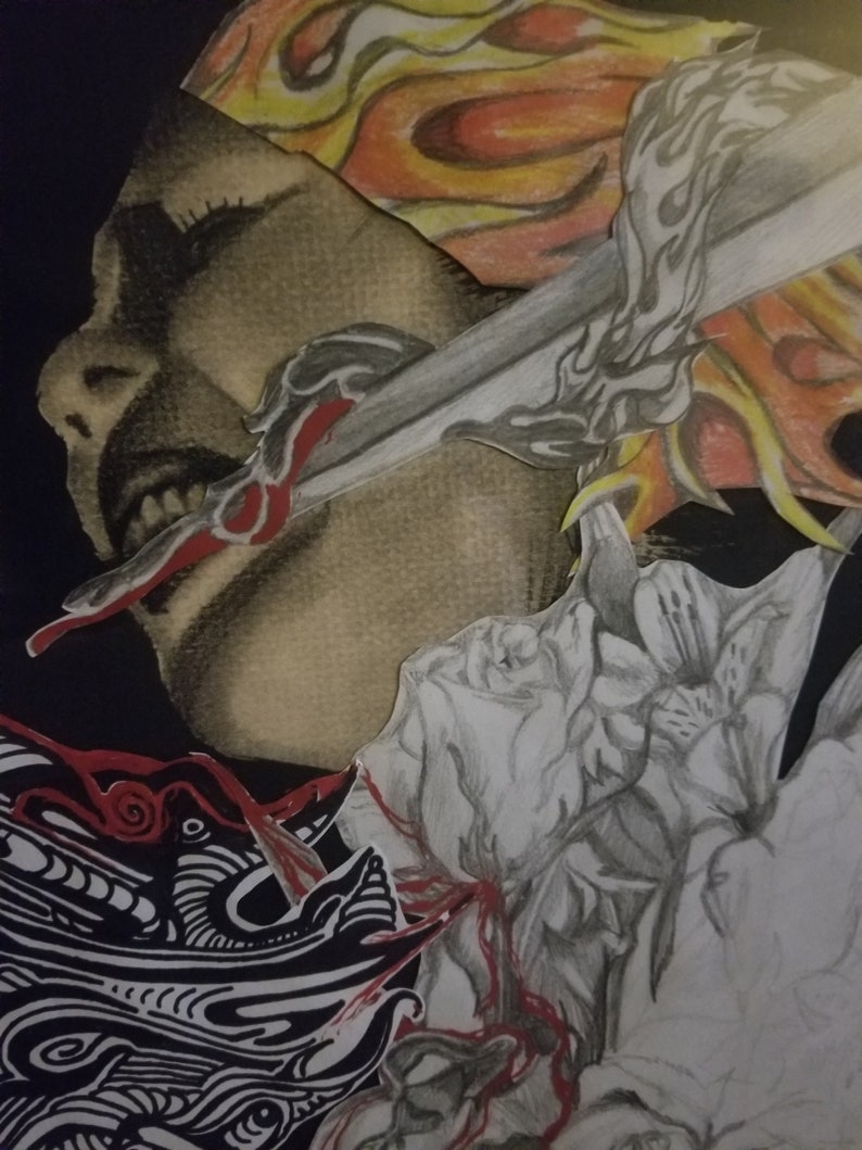 Original Artwork. Handmade Collage. Ink, Colored Pencil. Graphite ...