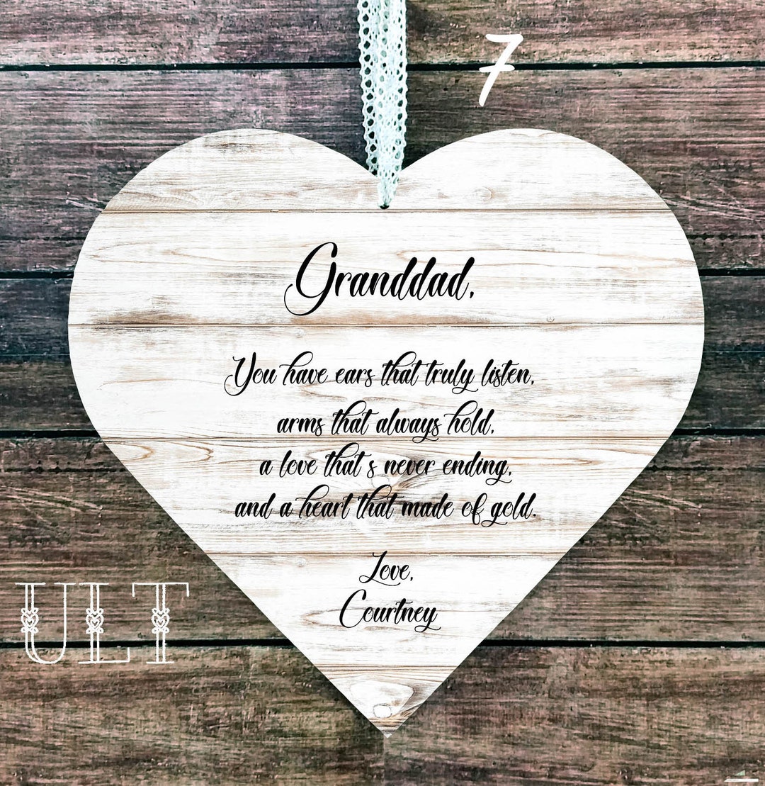 Personalized Grandpa Heart Sign: Grandparent Gift - Etsy