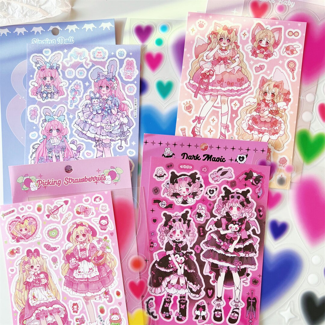 Cute Girls Doll Stickers Sheet Decoration for Scrapbook Planner - Etsy