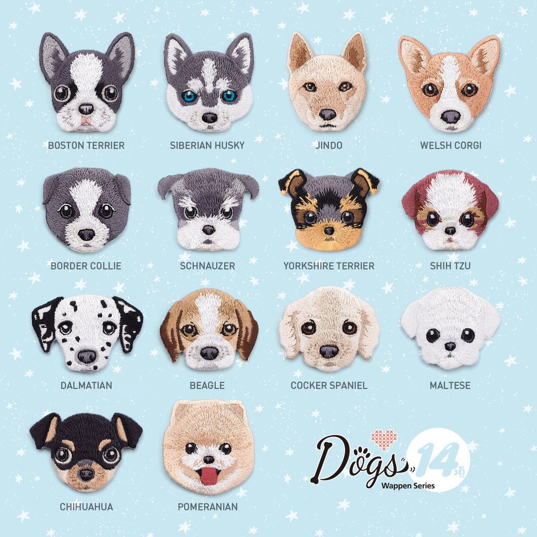 Dogs Head Cute Embroidered Patch, Iron on Patch, Sew on Patch, Patch ...