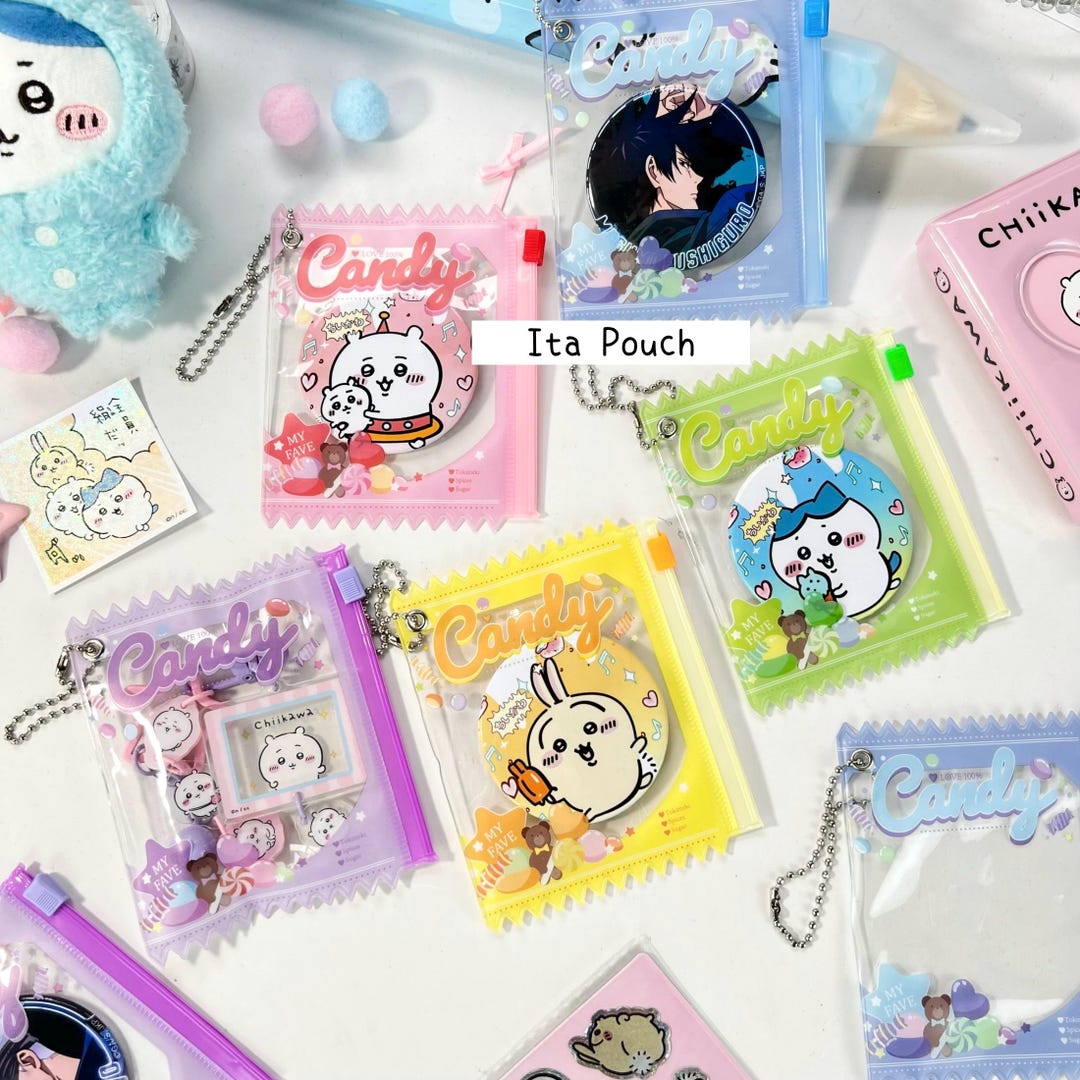 Cute Candy Ita Clear Pouch KEYCHAIN Protect Your Pins Photocard Plush ...