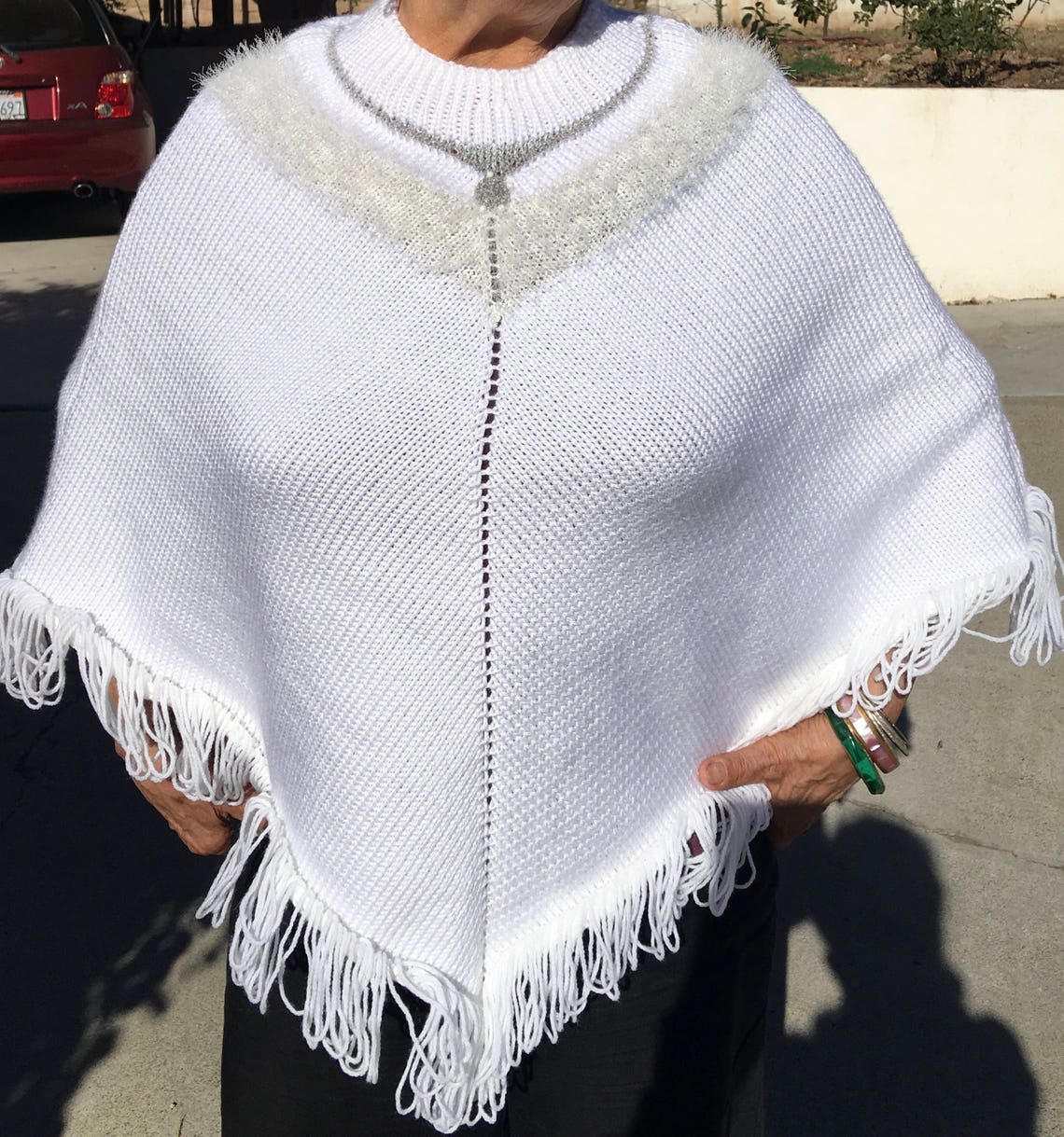 Silver Lining Poncho, Cozy Poncho, Knitted Poncho, Hand-made Poncho ...
