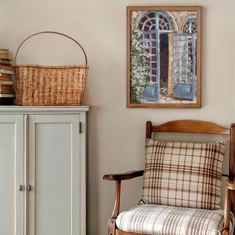 French Blue Doors Print | Provence Villa Painting by Mary Ellen Crowley ...