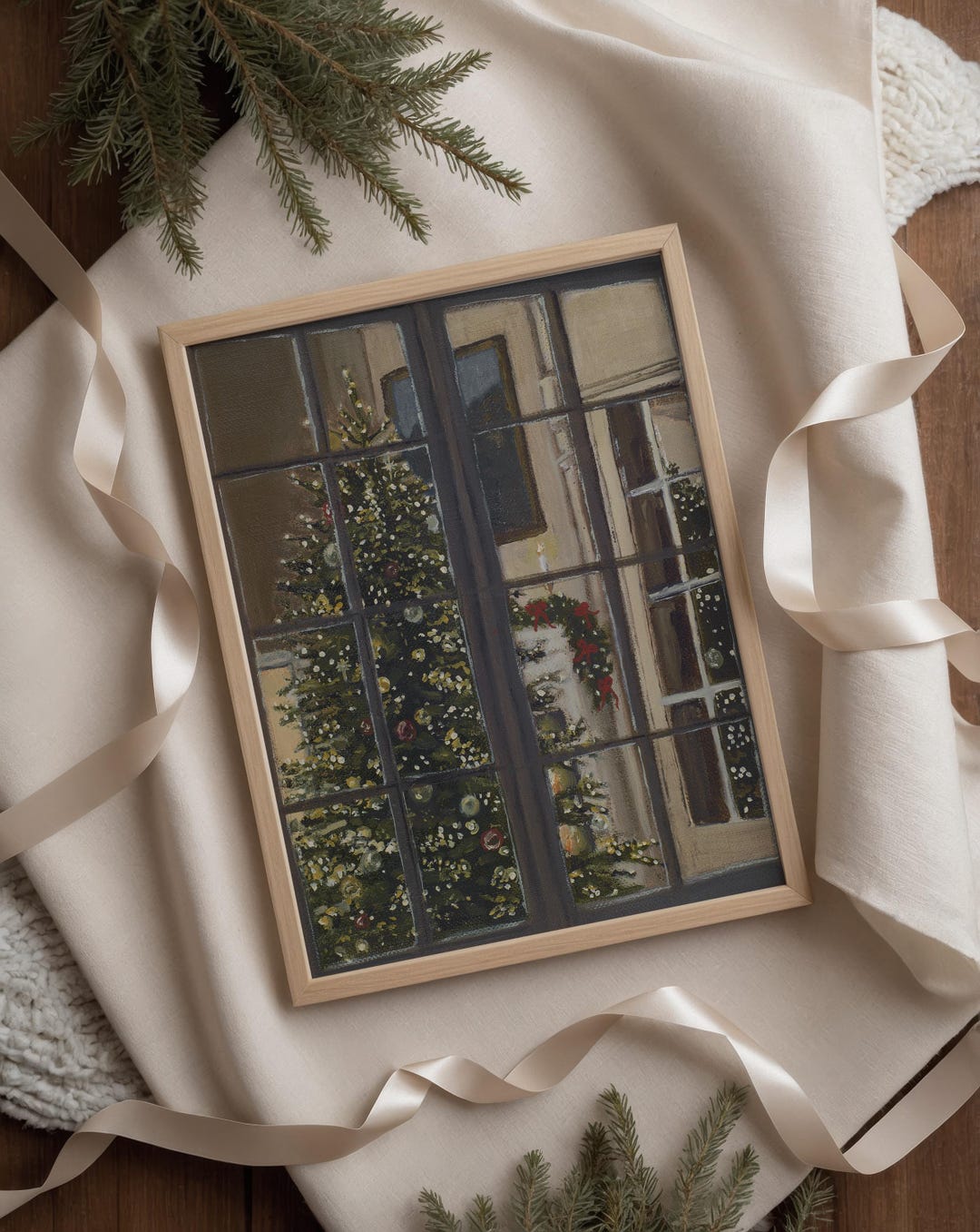 Cozy Holiday Window | Original Oil Painting Print by Mary Ellen Crowley ...
