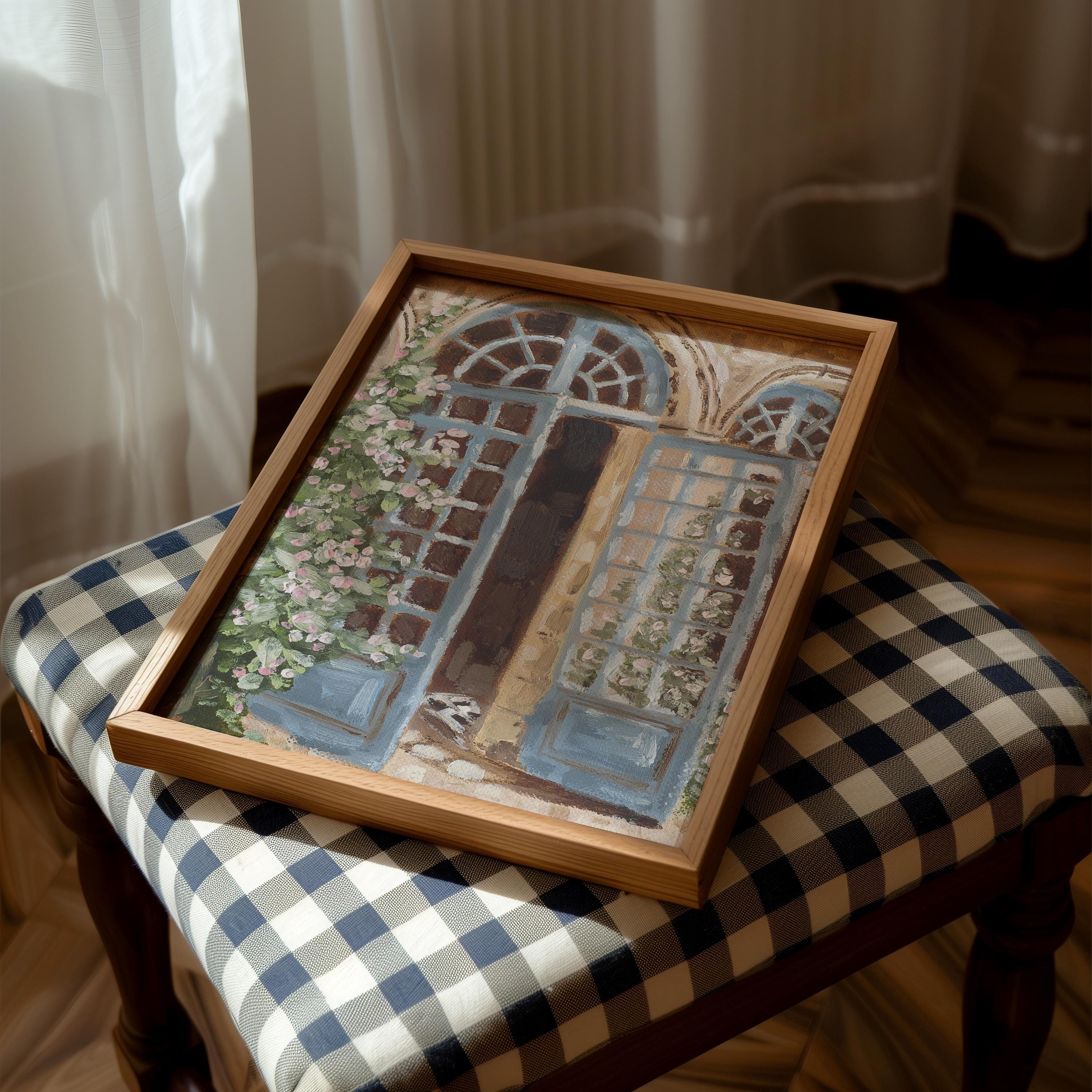 French Blue Doors Print | Provence Villa Painting by Mary Ellen Crowley ...