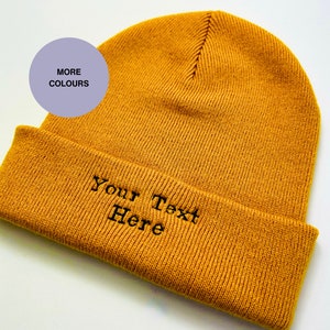 Custom Text Embroidered Beanie: Personalised Unisex Hat, Add Your Quote ...