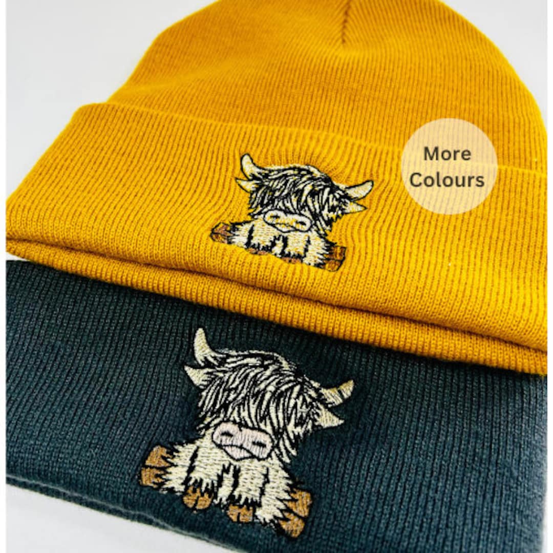 Scottish Highland Cow Embroidered Beanie Highland Cow Gifts - Etsy