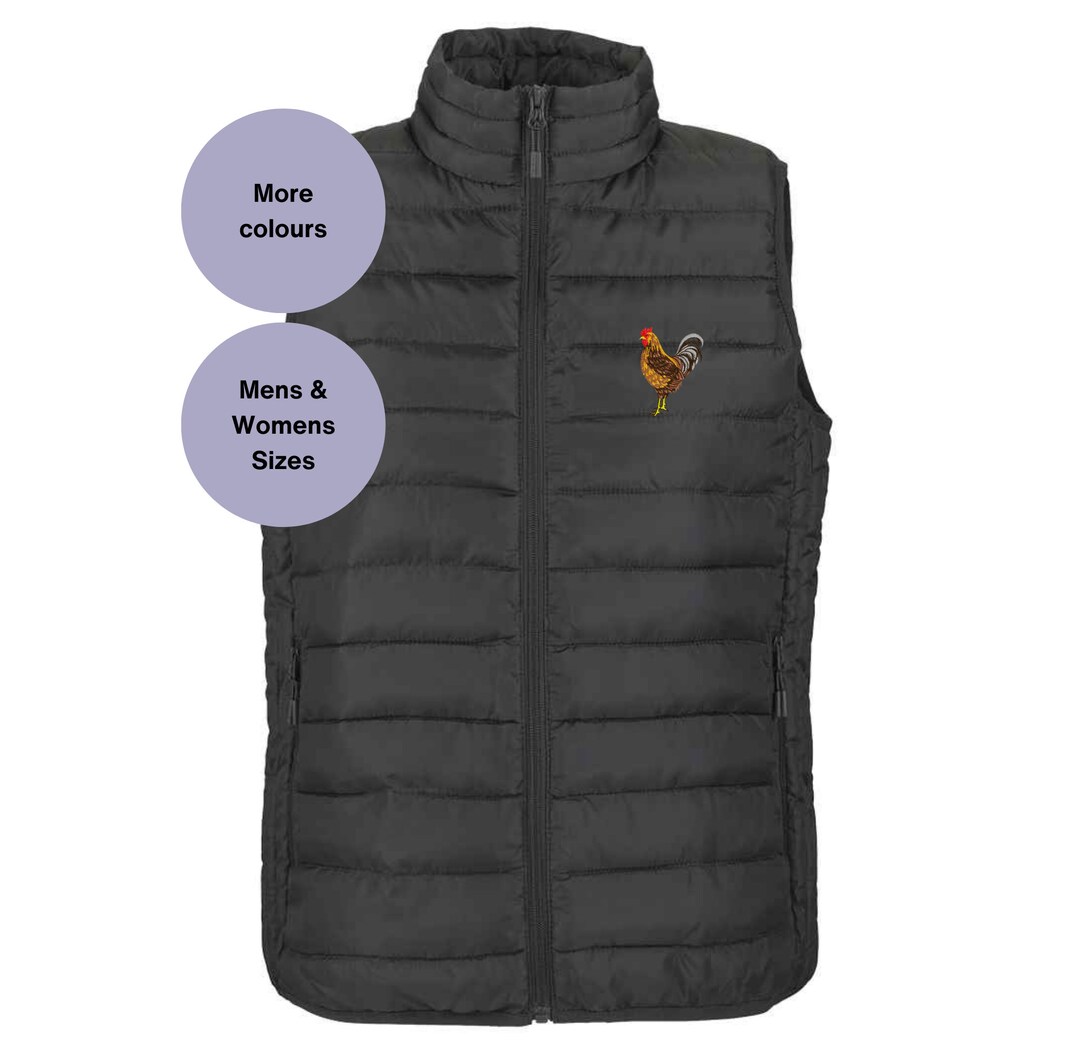 Chicken Embroidered Body Warmer for Men and Women. Embroidered Gilet ...