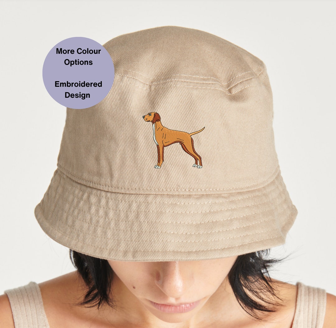 Embroidered Vizsla Dog Bucket Hat. Vizsla Dog Gift Ideas, Summer Festival Embroidered Bucket Hat ...