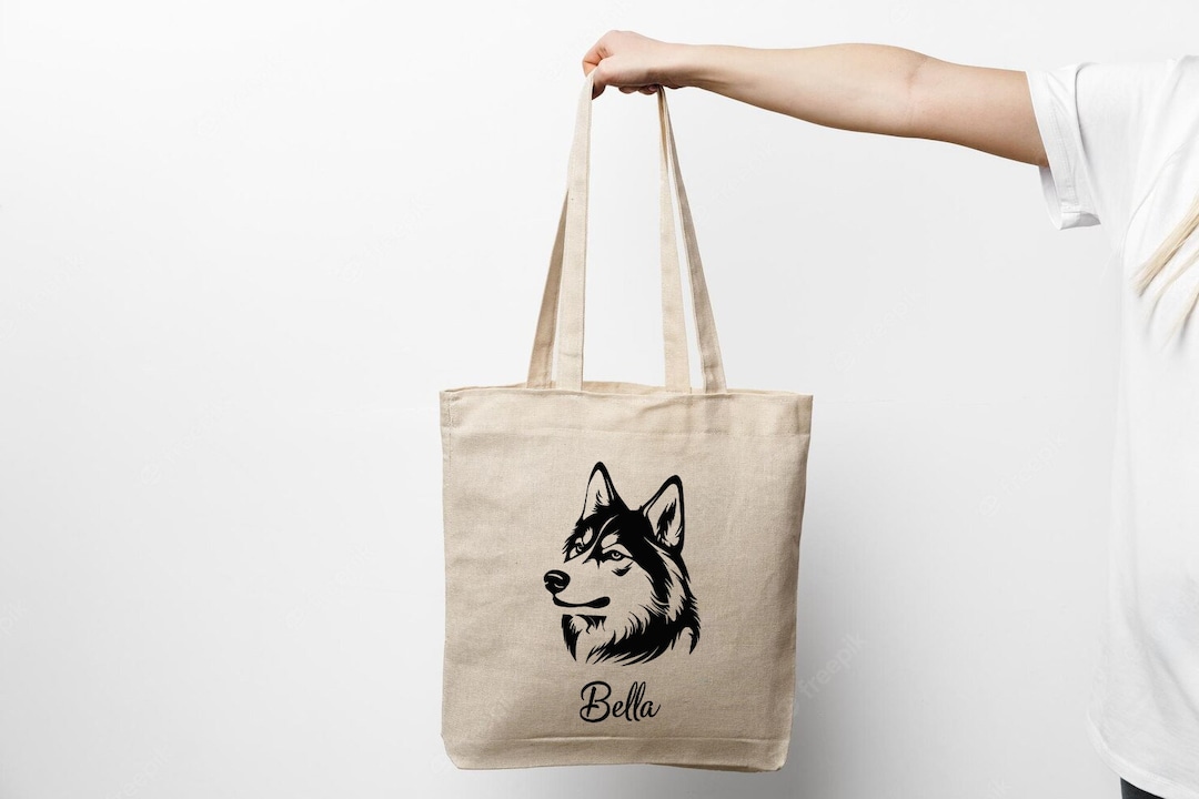 Personalised Husky Tote Bag. Custom Dog Lover Gift, Cotton Tote Bag ...