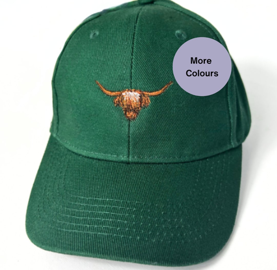 Scottish Highland Cow Embroidered Hat. Embroidered Caps. Highland Cow ...