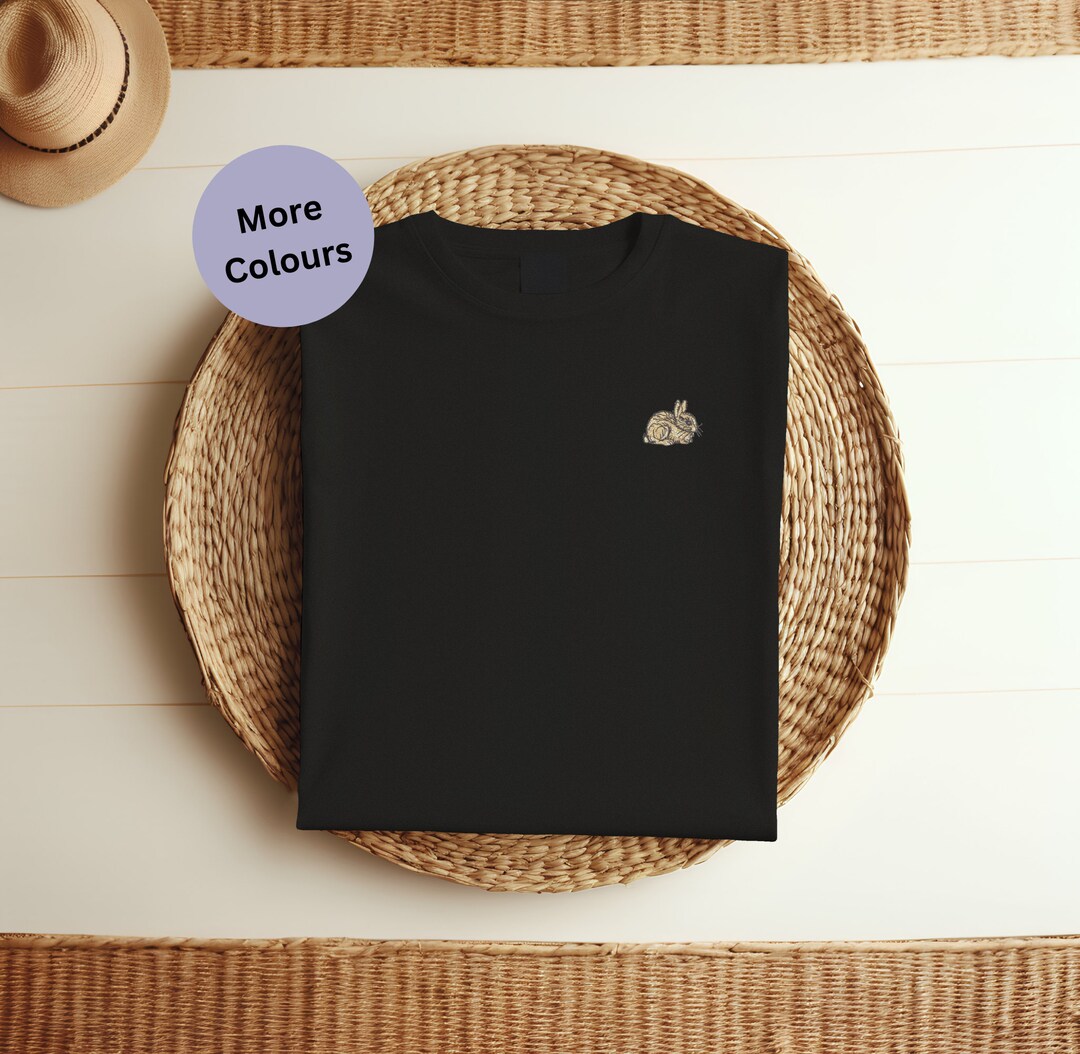 Rabbit Embroidered T-shirt Unisex Embroidered Clothing. Bunny Rabbit ...