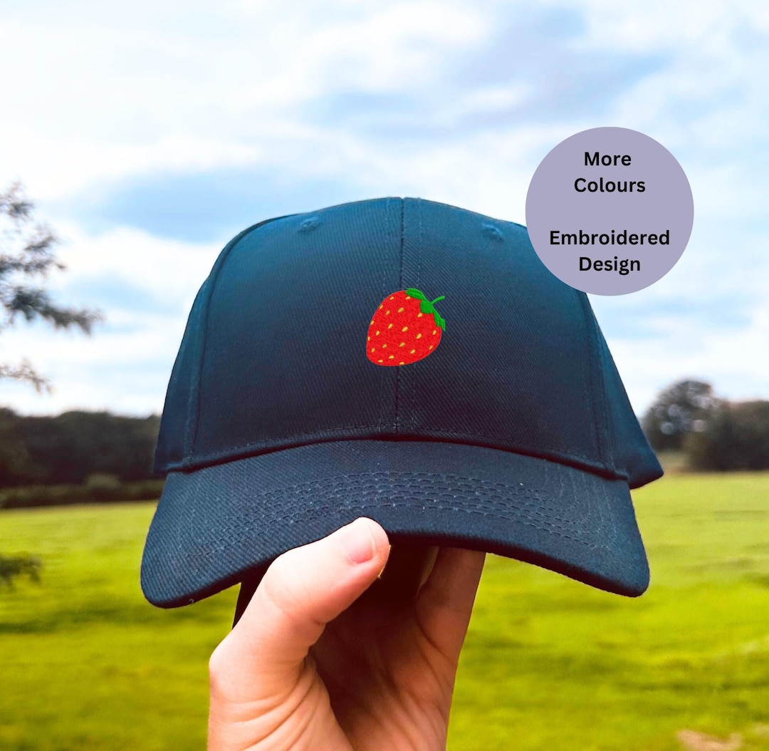 Strawberry Embroidered Hat More Colour Options. Strawberry Caps, Fruit ...
