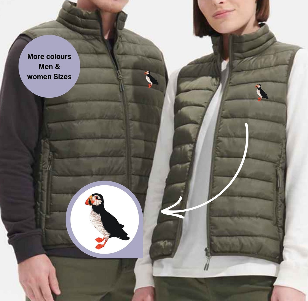 Puffin Embroidered Gilet Men and Women's Sizes. Embroidered Body Warmer ...