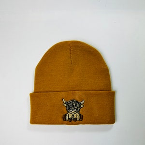 Scottish Highland Cow Embroidered Beanie Unique Embroidered - Etsy UK