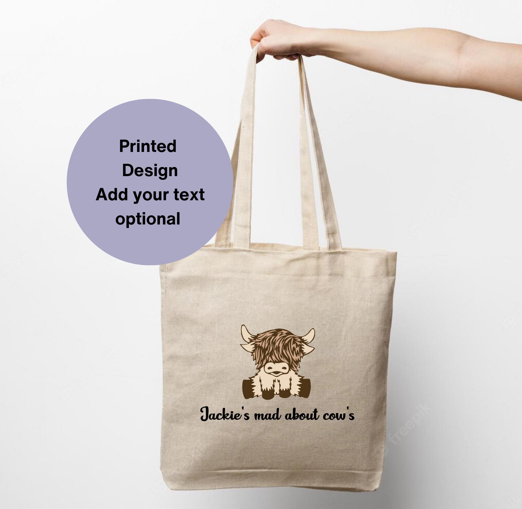 Highland Cow Tote Bags With Personalisation Option. Customise Cow Tote ...