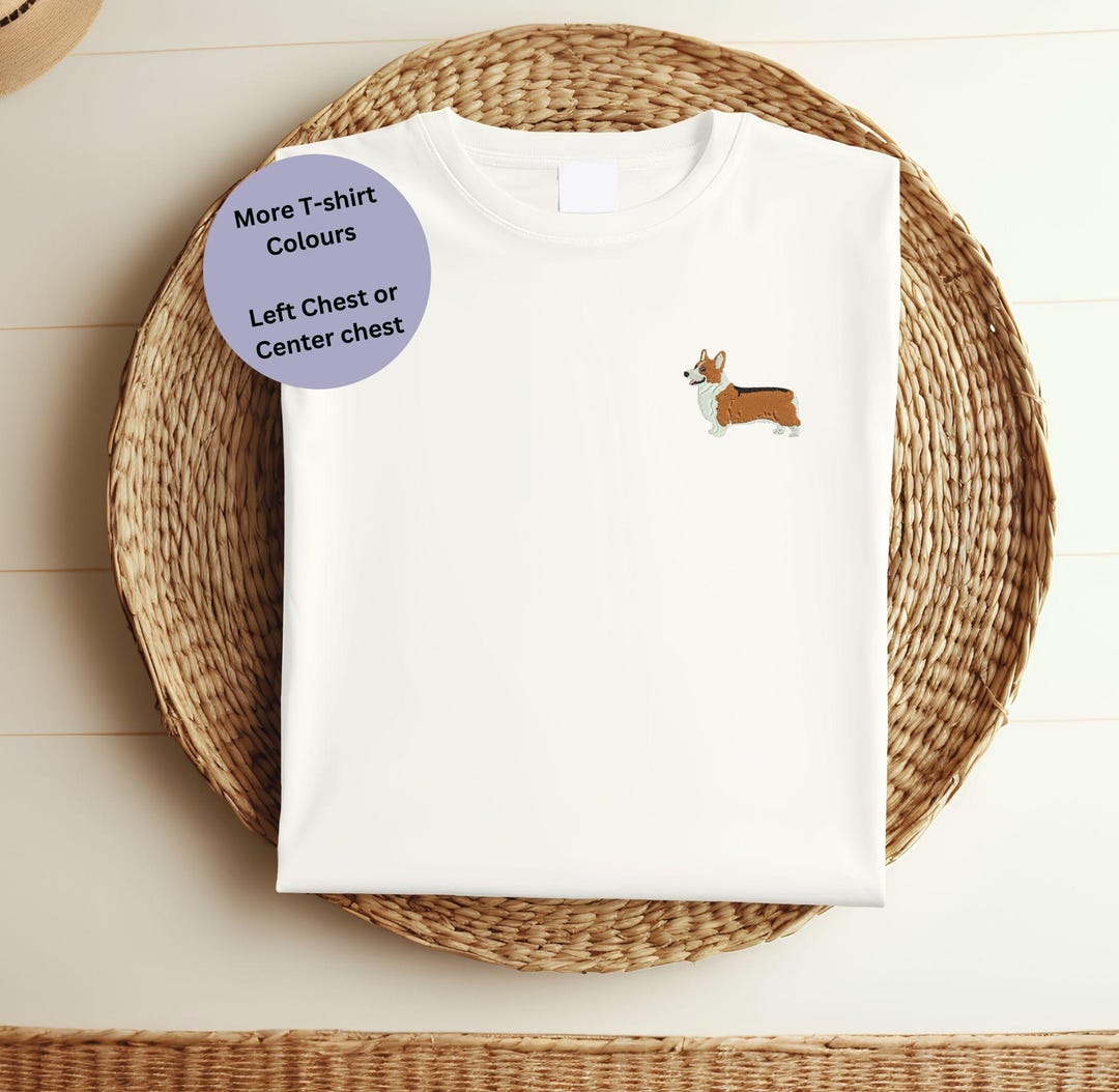 Corgi T-shirt, Embroidered Corgi Clothing. Corgi Dog Lovers Gift Ideas ...