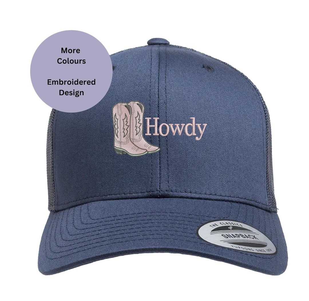 Embroidered Cowboy Boots Trucker Cap: Western Howdy Hat - Etsy