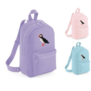 Embroidered Puffin Rucksack. Bird Embroidered Bag, 9 Colour Options and ...
