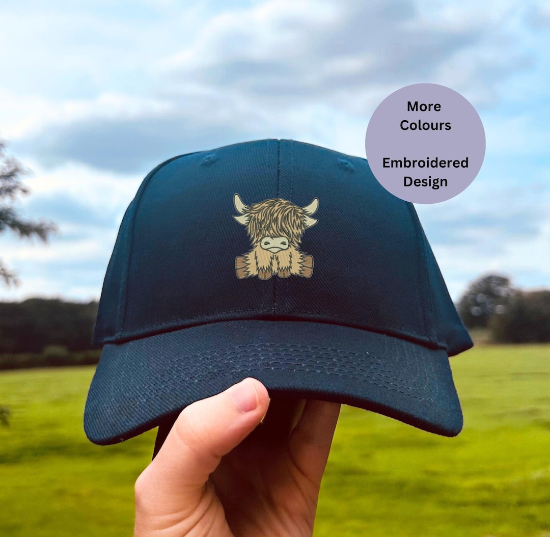 Scottish Highland Cow Embroidered Cap Embroidered Baseball Cap With a ...