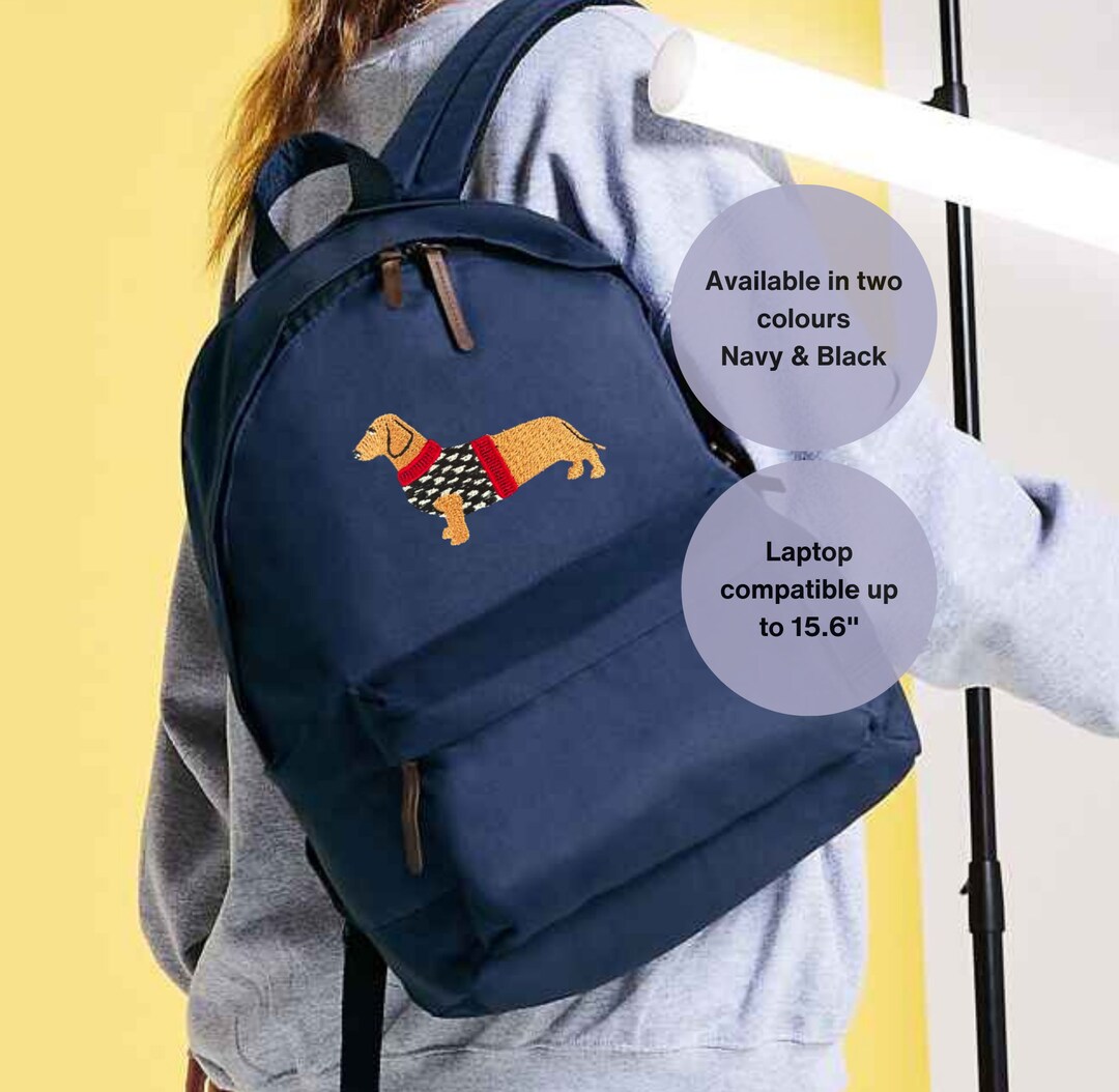 Dachshund Embroidered Backpack Laptop Backpack for School Collage ...
