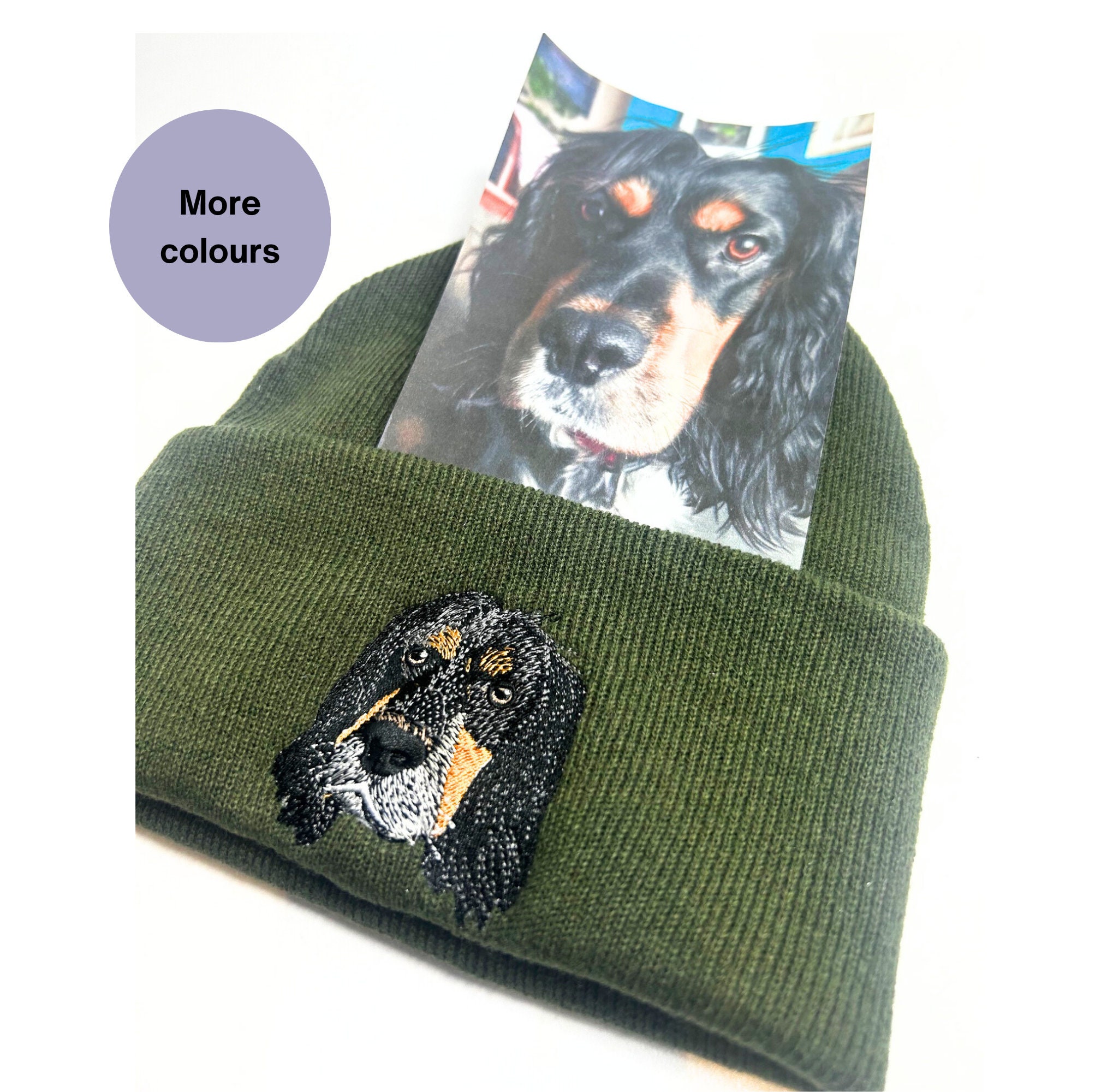 Personalised Pet Portrait Beanie Hat: Custom Embroidered Add Your Pet ...