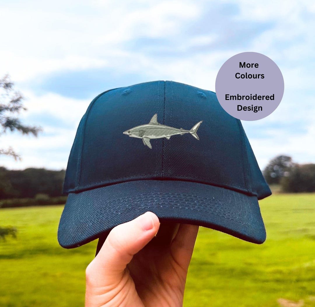 Shark Embroidered Cap, Embroidered Shark Baseball Cap. Gift Ideas for ...