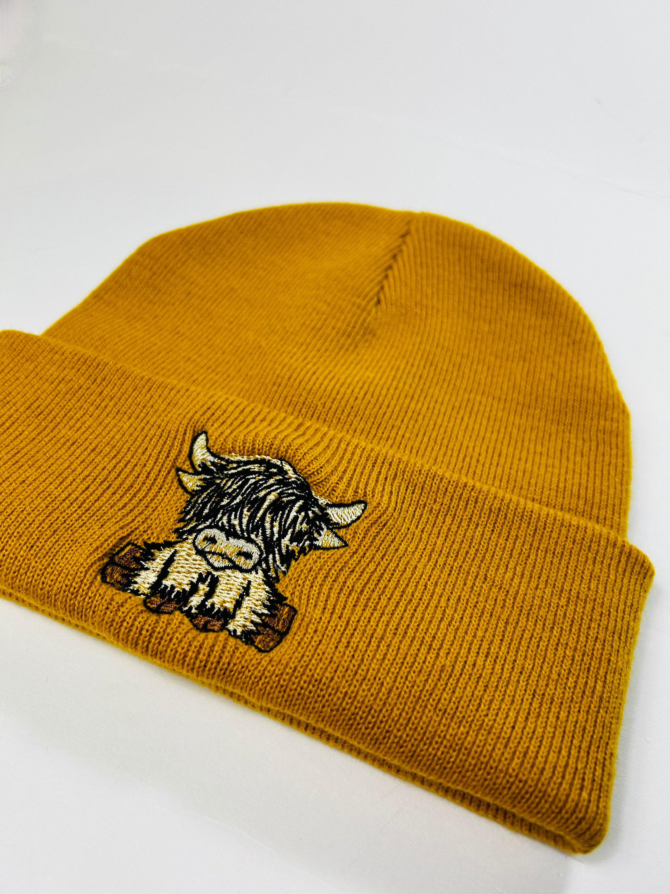 Scottish Highland Cow Embroidered Beanie Unique Embroidered - Etsy UK