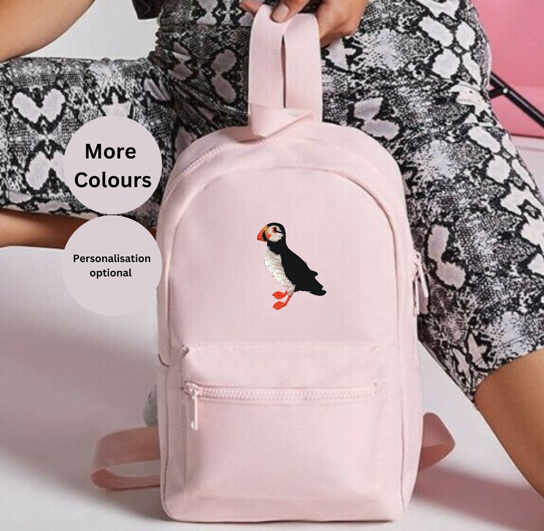 Embroidered Puffin Rucksack. Bird Embroidered Bag, 9 Colour Options and ...