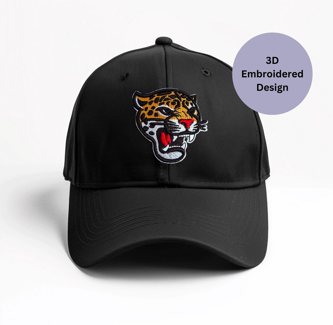 3D Jaguar Embroidered Cap. Jaguars Overs Gift Idea. 3D Puff Embroidery ...