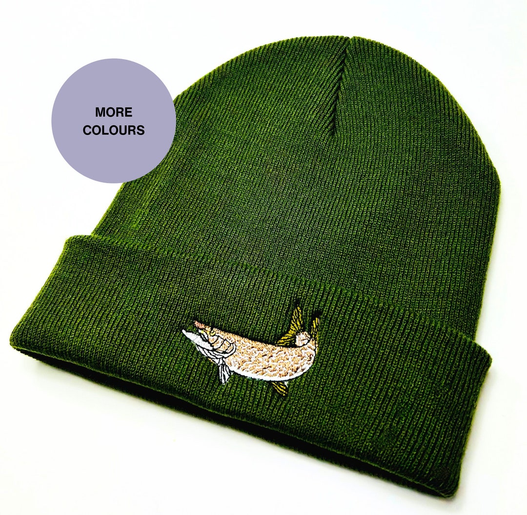 Embroidered Pike Fish Beanie: Unisex Fishing Hat - Etsy