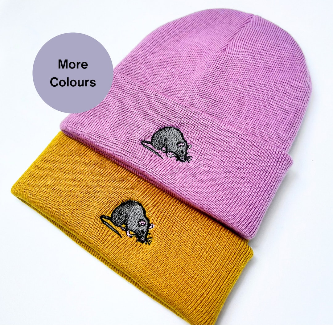 Embroidered Rat Beanie Hat Unisex Winter Warm Rat Embroidered Hat.. Rat ...