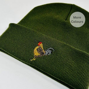 Farm Chicken Embroidered Beanie, Winter Warm Unisex Embroidered Animal ...