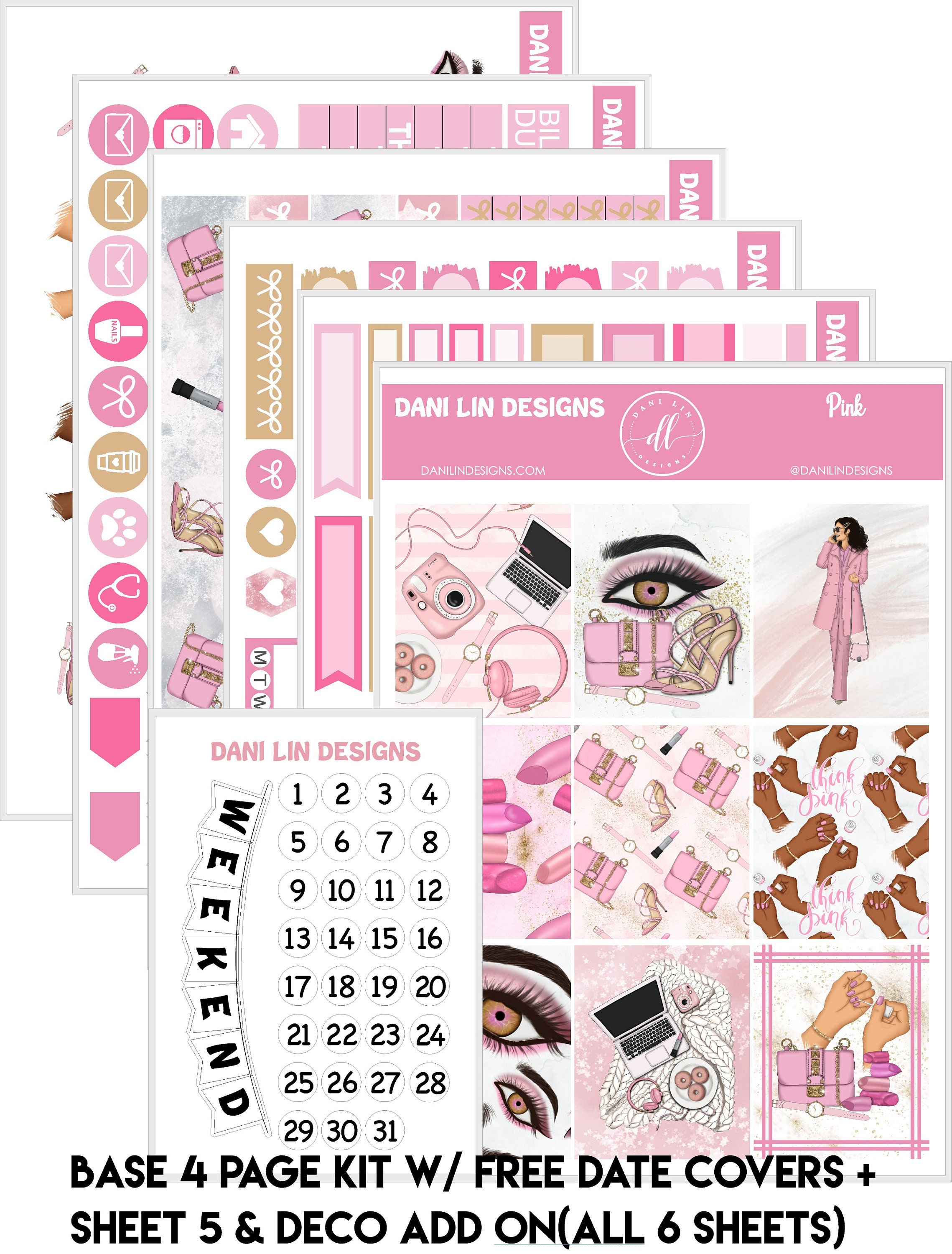 Pink Planner Sticker Kit Girl Boss Stickers | Etsy