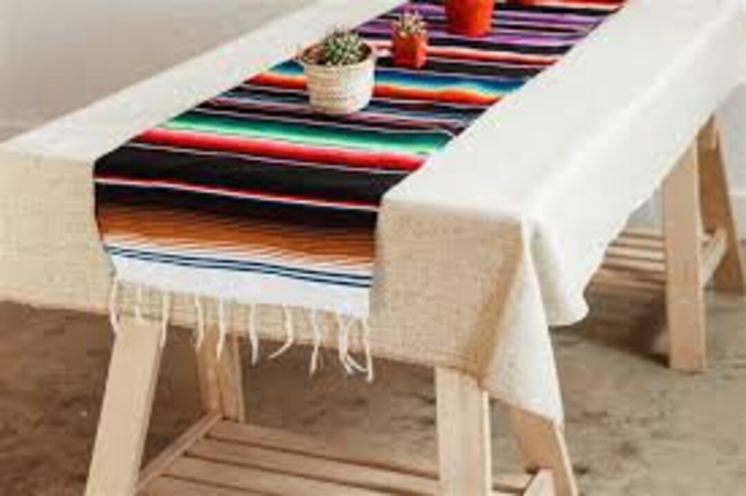 Mexican Serape Runner Decoration 84 X 14 Cotton Hand Loom - Etsy