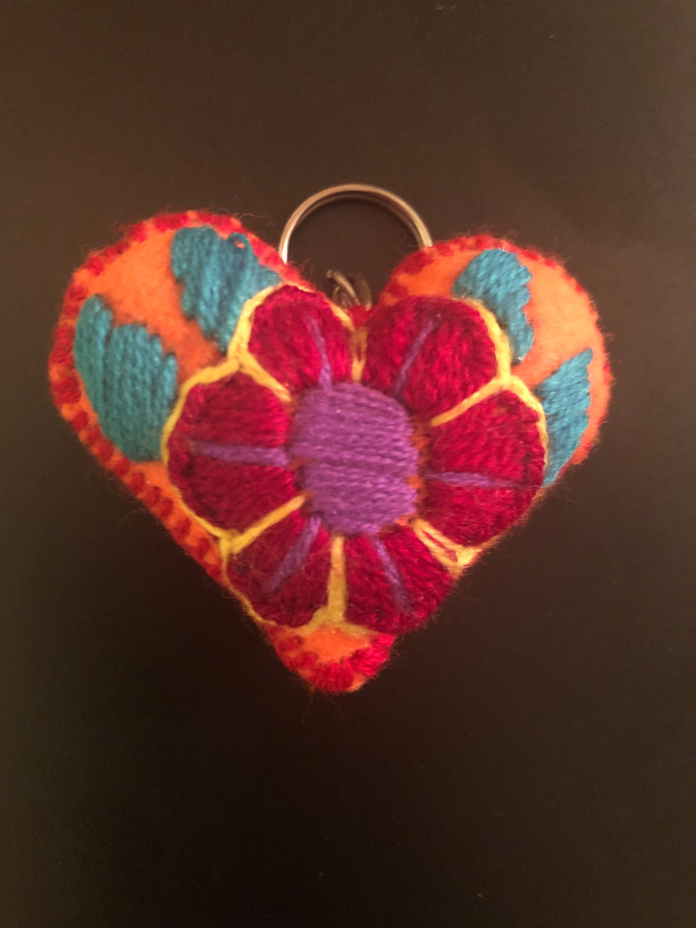 Unique Embroidered Heart Keychain Valentine - Etsy Sweden
