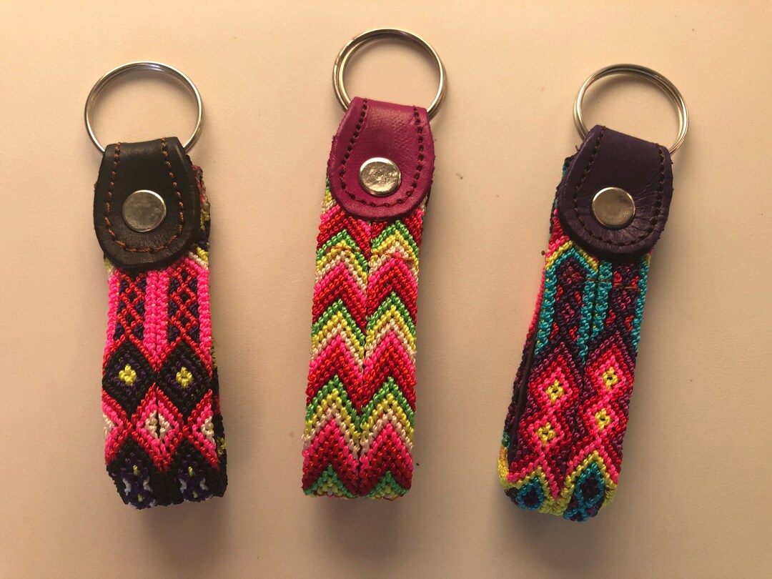 Unique Embroidered Leather Keychain Handmade - Etsy