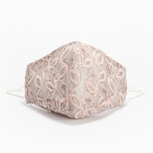 Pink Floral Lace Face Mask Stylish Reusable Face Mask Special Occasion ...