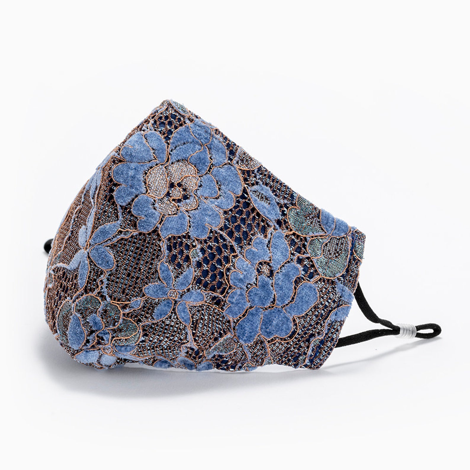 Black & Blue Floral Lace Face Mask Stylish Reusable Face Mask Special ...