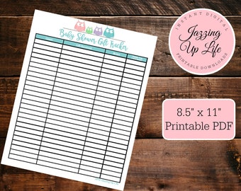 Baby shower gift log | Etsy