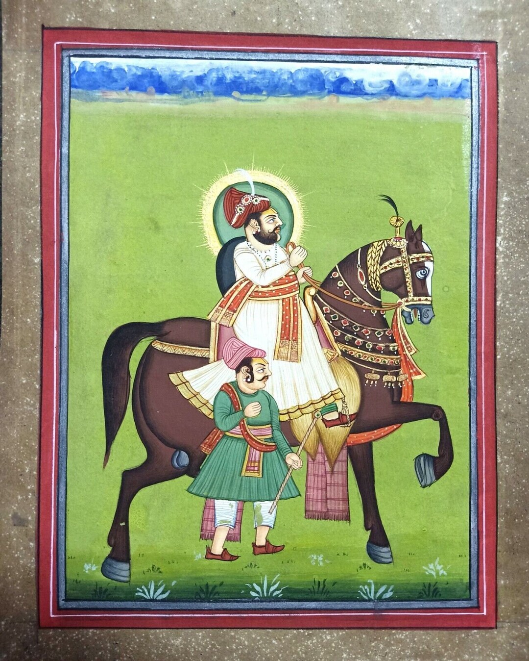 Mewar Rajput Maharajah Portrait Painting Miniature Handmade - Etsy